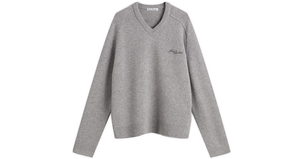 Acne Studios Kaybe Richard Yak V Neck Jumper in Grey for Men | Lyst UK