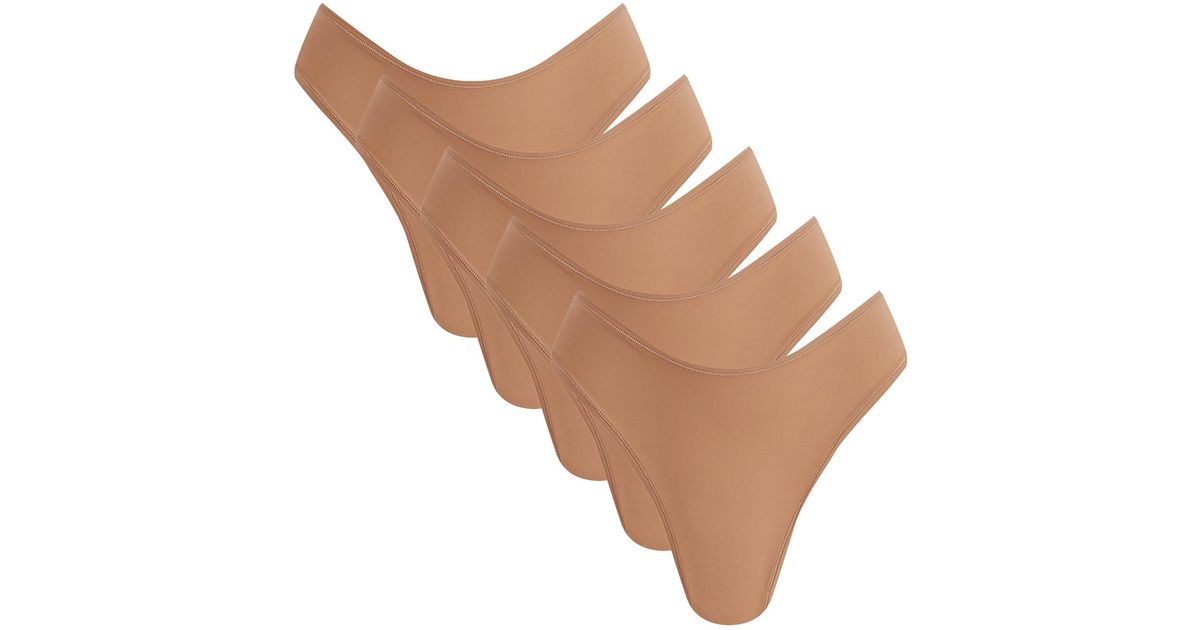 Skims Fits Everybody Bundle Thong 5 Pack in Brown | Lyst
