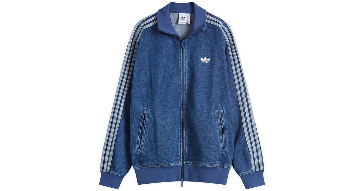 adidas Denim Firebird Track Top in Blue | Lyst