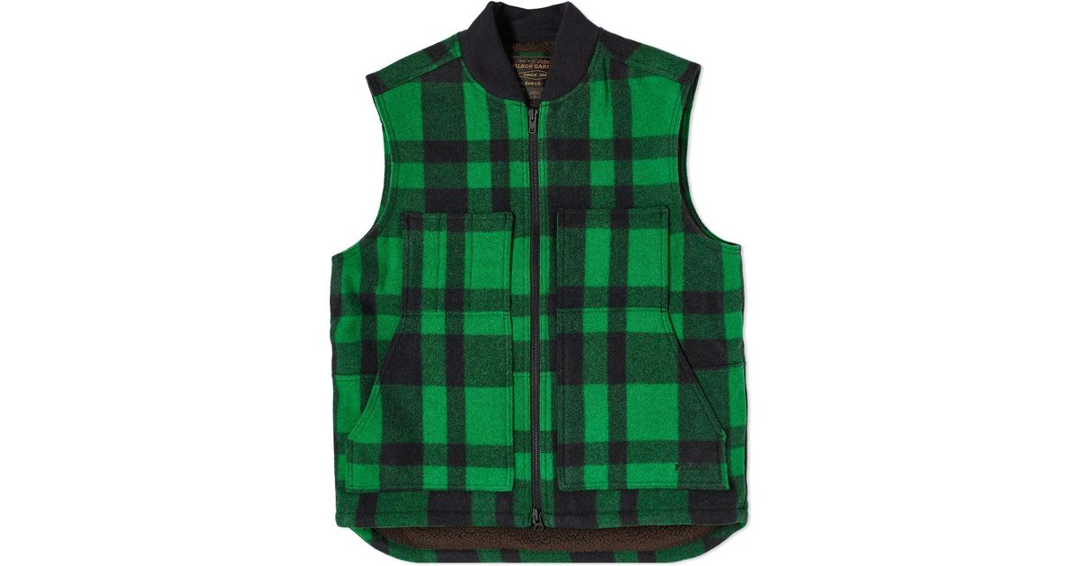 Filson Lined Mackinaw Wool Work Vest in Green for Men | Lyst