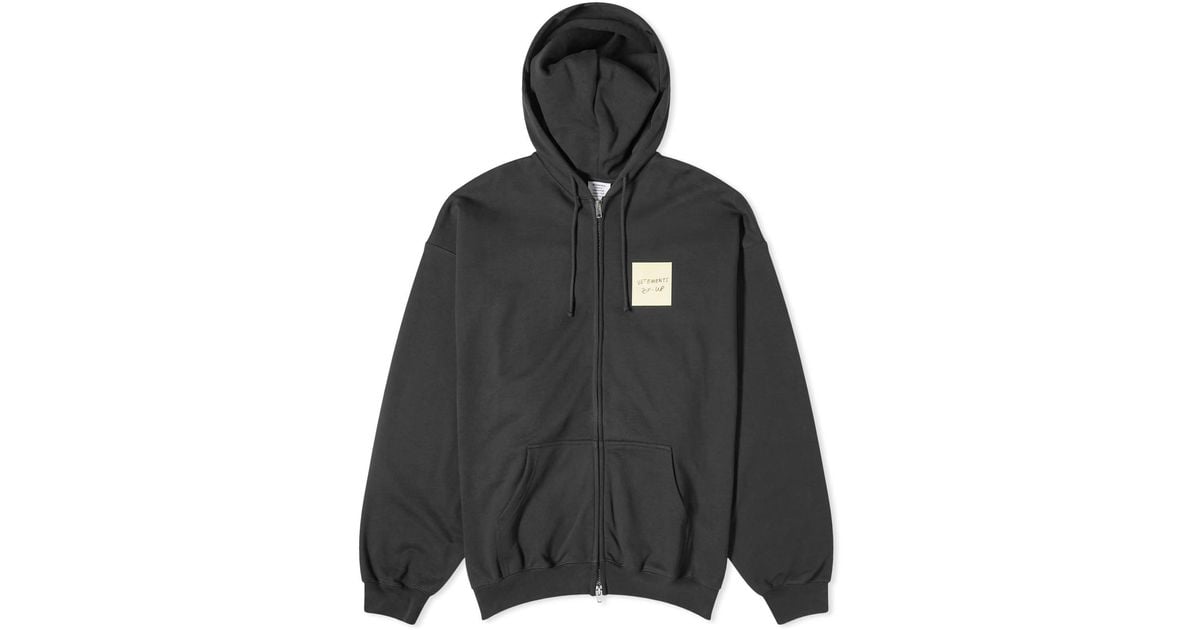 Vetements Sticker Logo Zip Hoody in Black for Men | Lyst