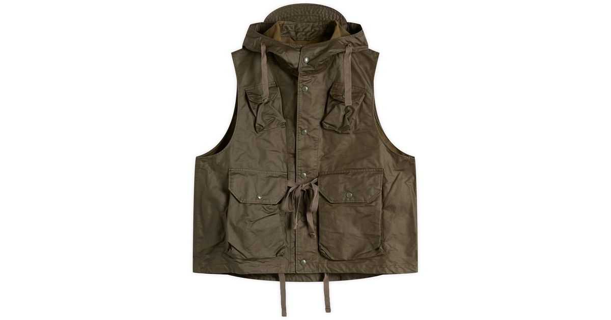 Engineered Garments Waxed Cotton Field Vest in Green for Men | Lyst UK