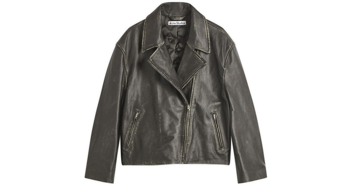 Acne Studios Lilket Leather Jacket in Gray | Lyst