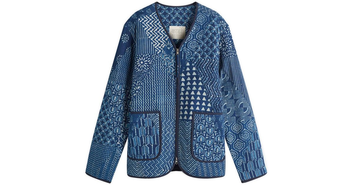 Kardo Hand-printed Cotton Quilted Liner Jacket in Blue for Men | Lyst UK