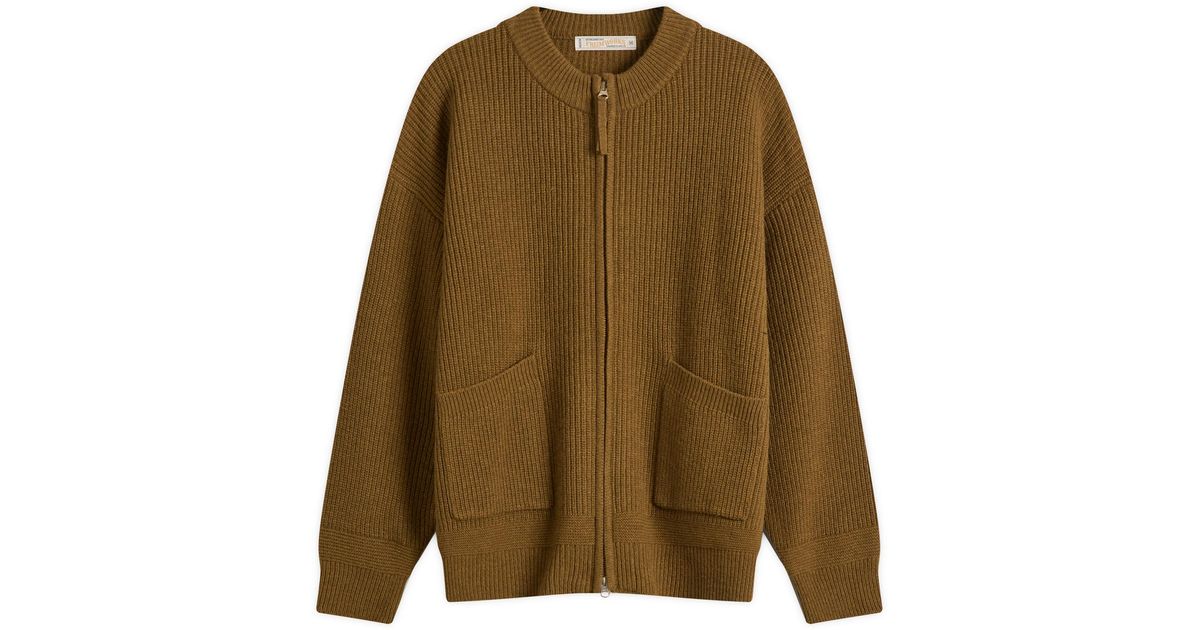 FRIZMWORKS Wool Deck Zip Cardigan in Brown for Men | Lyst