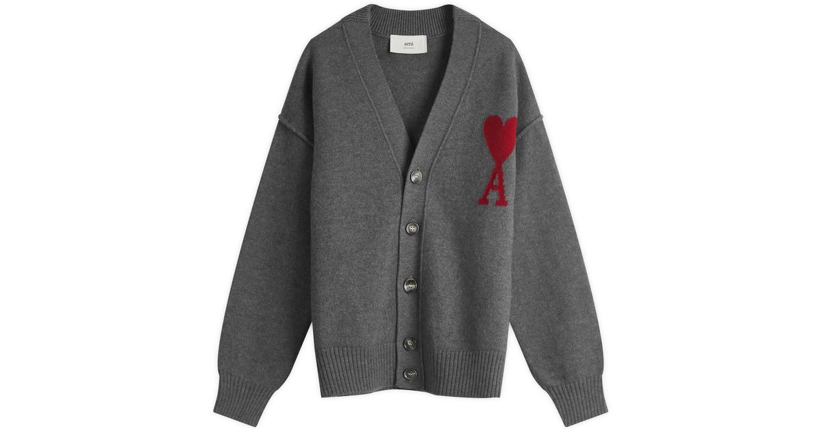 Ami Paris Big Adc Cardigan in Gray for Men | Lyst