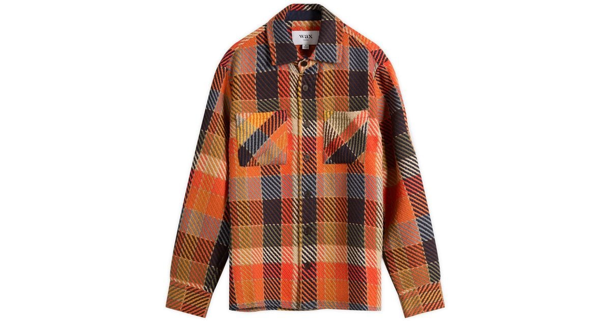 Wax London Whiting Pike Check Overshirt in Orange for Men | Lyst