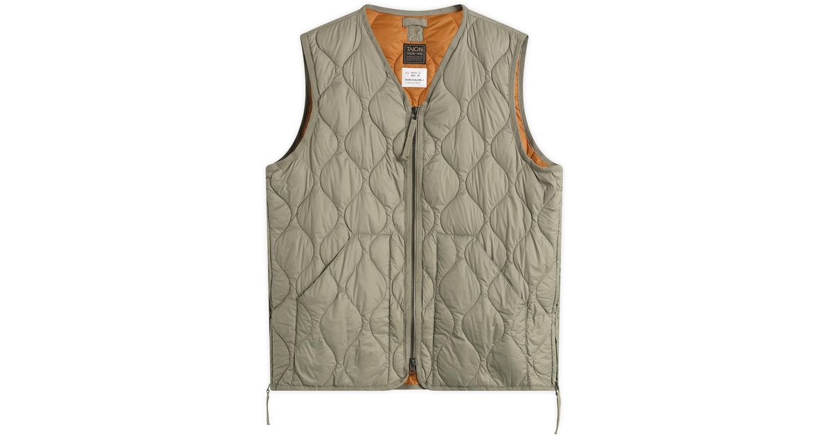 Taion Military V-Neck Zip Softshell Down Vest in Green for Men | Lyst UK