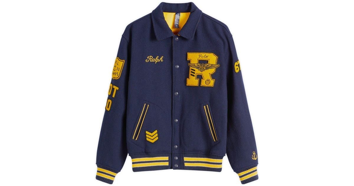 Polo Ralph Lauren Reversible Varsity Jacket in Blue for Men | Lyst