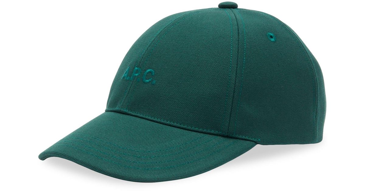 A.P.C. Charlie Logo Cap in Green for Men | Lyst