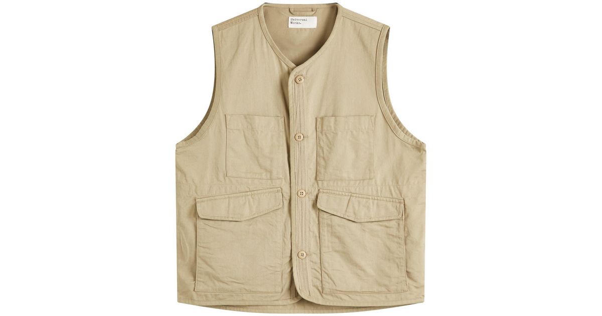 Universal Works Twill 4 Pocket Gilet in Natural for Men | Lyst