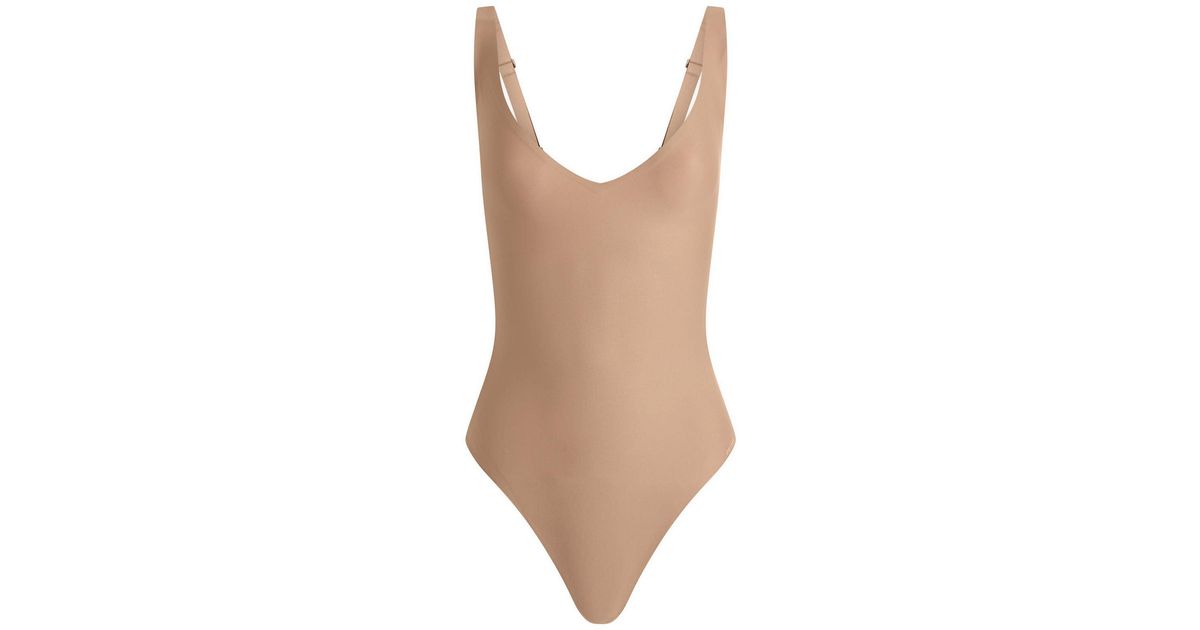 Skims Body Core Sculpt Plunge Thong Bodysuit in Brown | Lyst UK