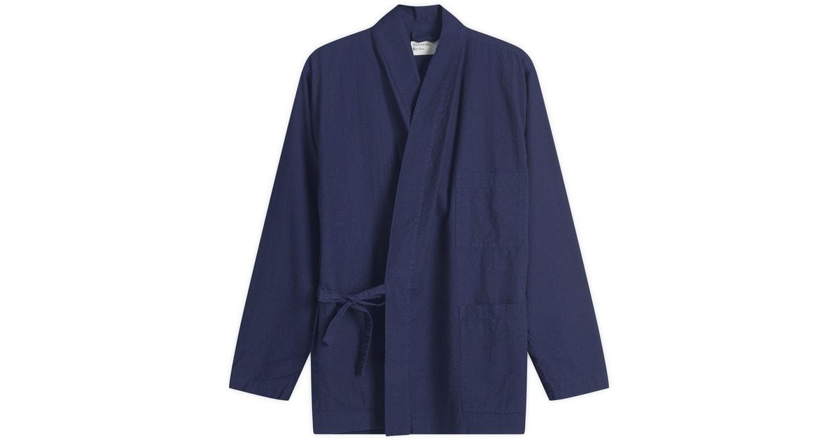 Universal Works Seersucker Kyoto Work Jacket in Blue for Men | Lyst