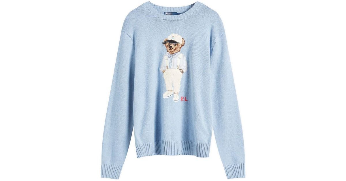 Polo Ralph Lauren Hemingway Bear Crew Neck Jumper in Blue for Men | Lyst