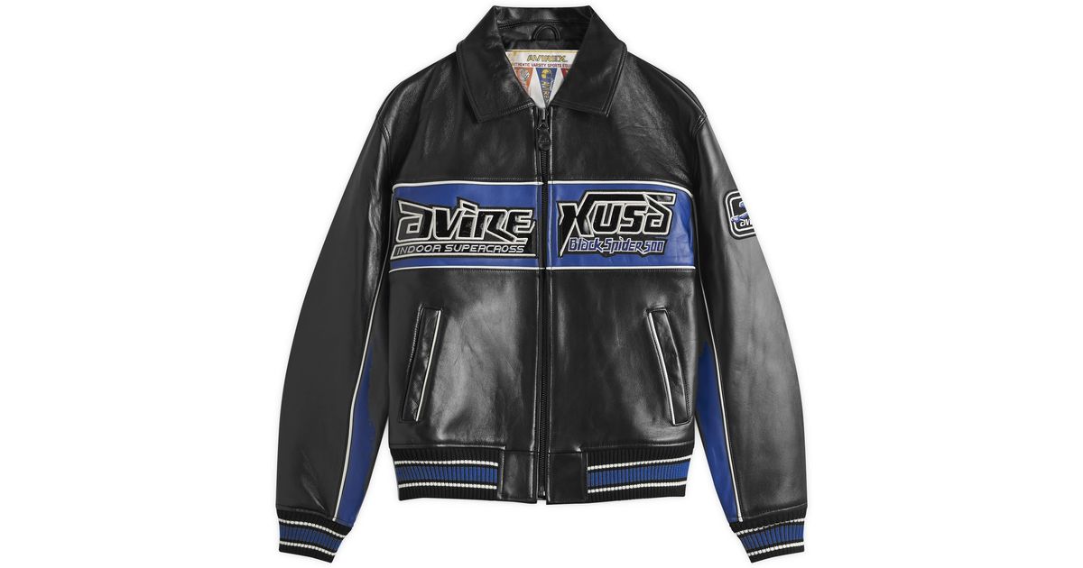 Avirex Spider Leather Jacket in Black for Men | Lyst