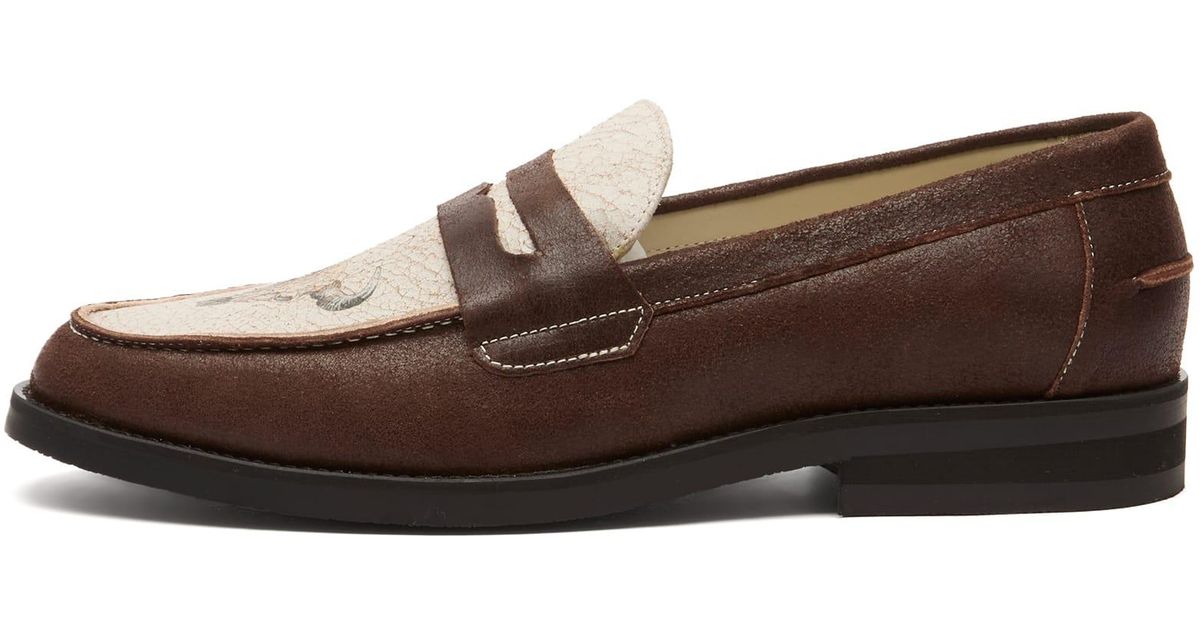 Duke & Dexter Wilde Cracked Bison Skull Penny Loafer in Brown for Men ...