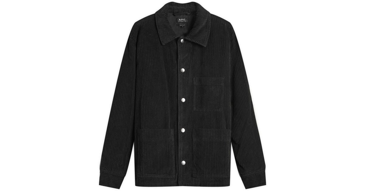 A.P.C. Emile Corduroy Chore Jacket in Black for Men | Lyst UK