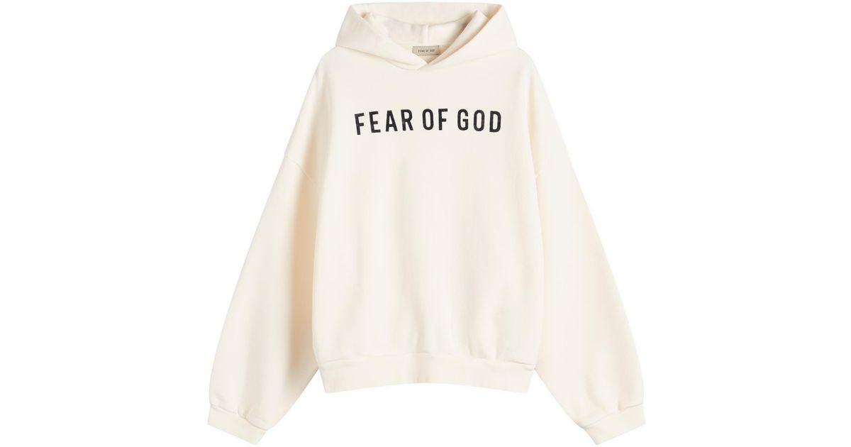 Fear Of God Text Logo Hoodie in White for Men | Lyst