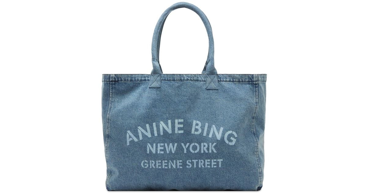 Anine Bing Leo Denim Tote in Blue | Lyst UK