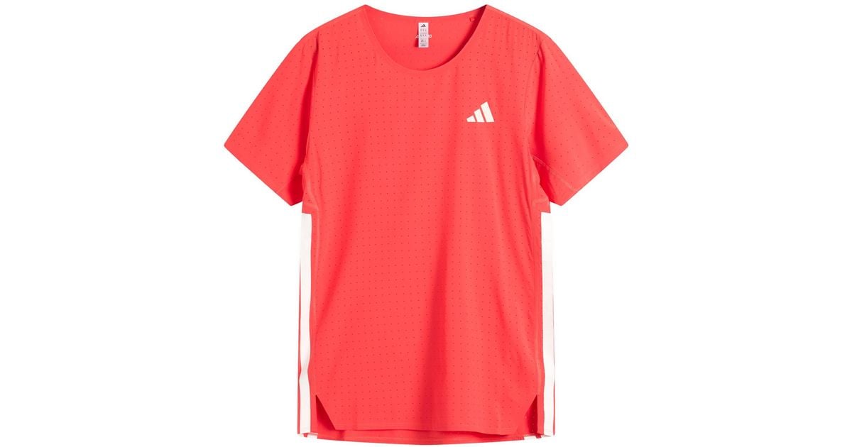 adidas Originals Adidas Adizero Running T-Shirt in Red for Men | Lyst