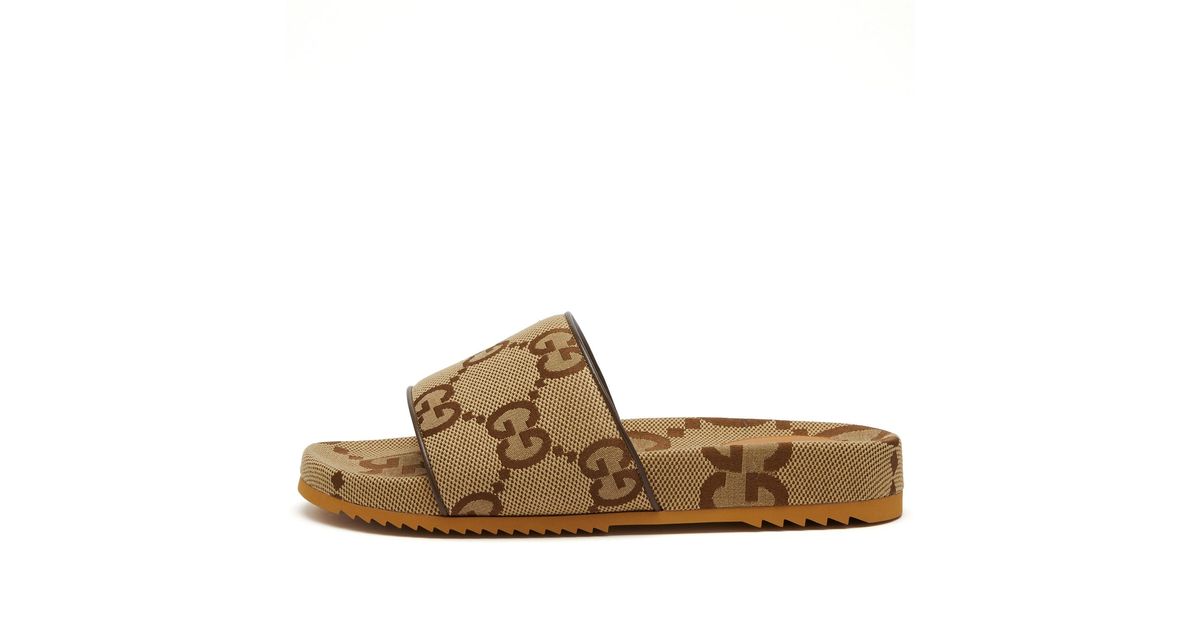 Gucci Sideline Jumbo Gg Jacquard Slide in Brown for Men | Lyst