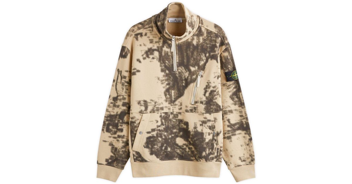 Stone Island Earth Mapping Camo Half Zip Sweatshirt in Natural for Men ...