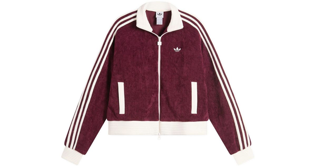 adidas Velour Knit Track Top in Red | Lyst