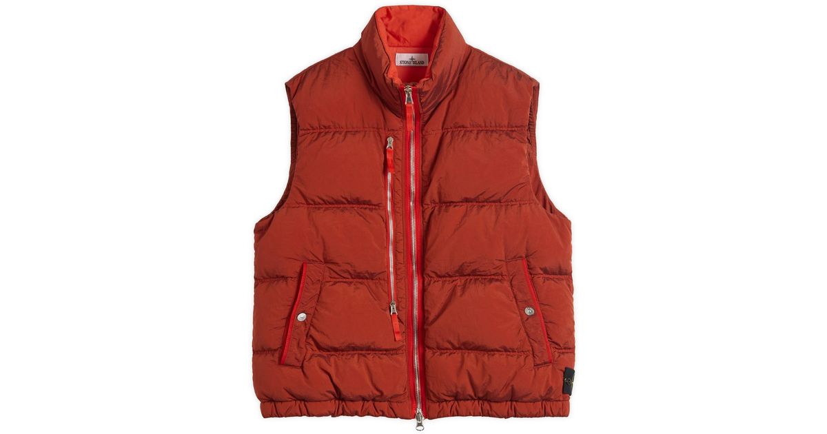 Stone Island Nylon Metal Econyl Down Vest in Red for Men | Lyst