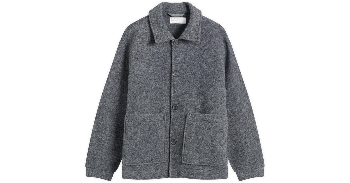 Universal Works Wool Fleece Rams Jacket in Grey for Men | Lyst UK