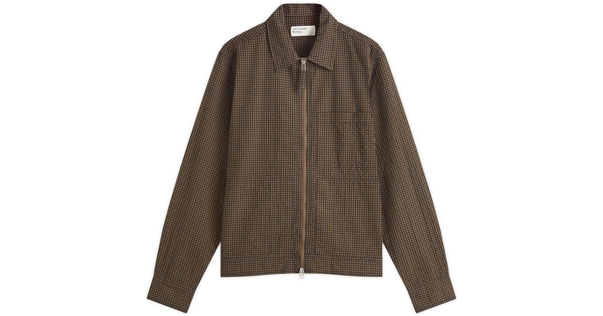Universal Works Japanese Seersucker Zip Uniform Jacket in Green for Men ...