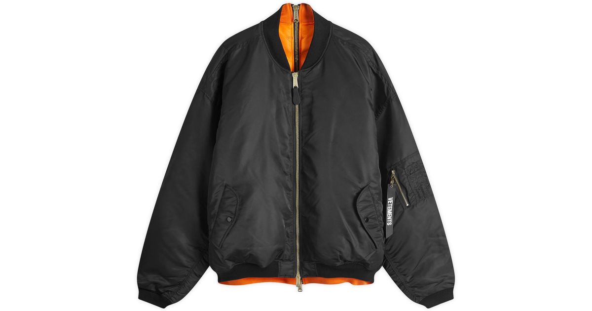 Vetements Double Zip Bomber Jacket in Black for Men | Lyst