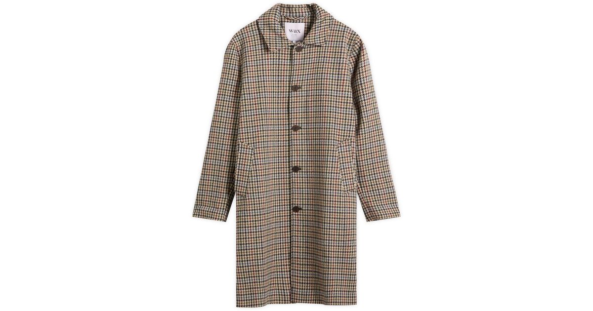 Wax London Stan Houndstooth Check Coat in Brown for Men | Lyst