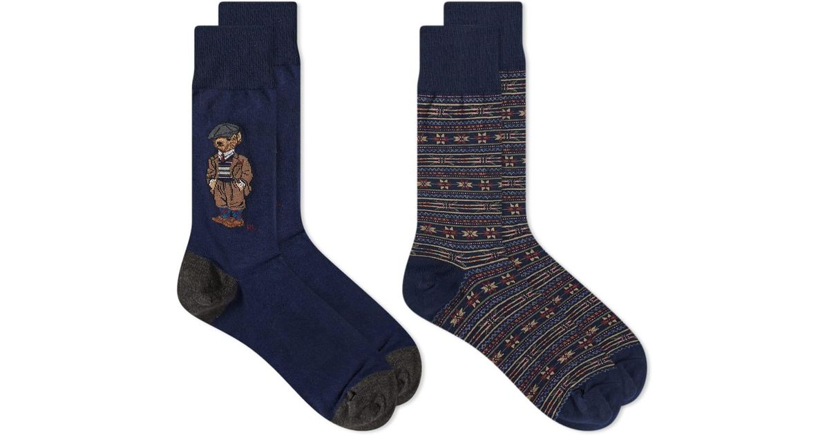 Polo Ralph Lauren Preppy Bear Sock in Blue for Men | Lyst