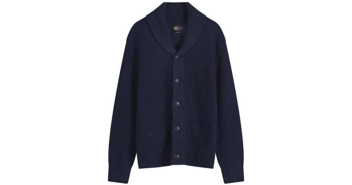RRL Shawl Collar Cardigan in Blue for Men | Lyst