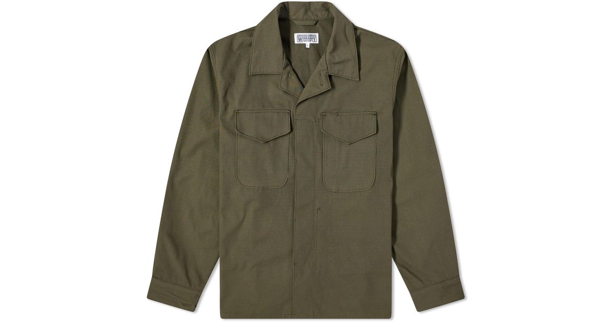 Engineered Garments Heavyweight Utility Jacket Cotton Ripstop in Green ...