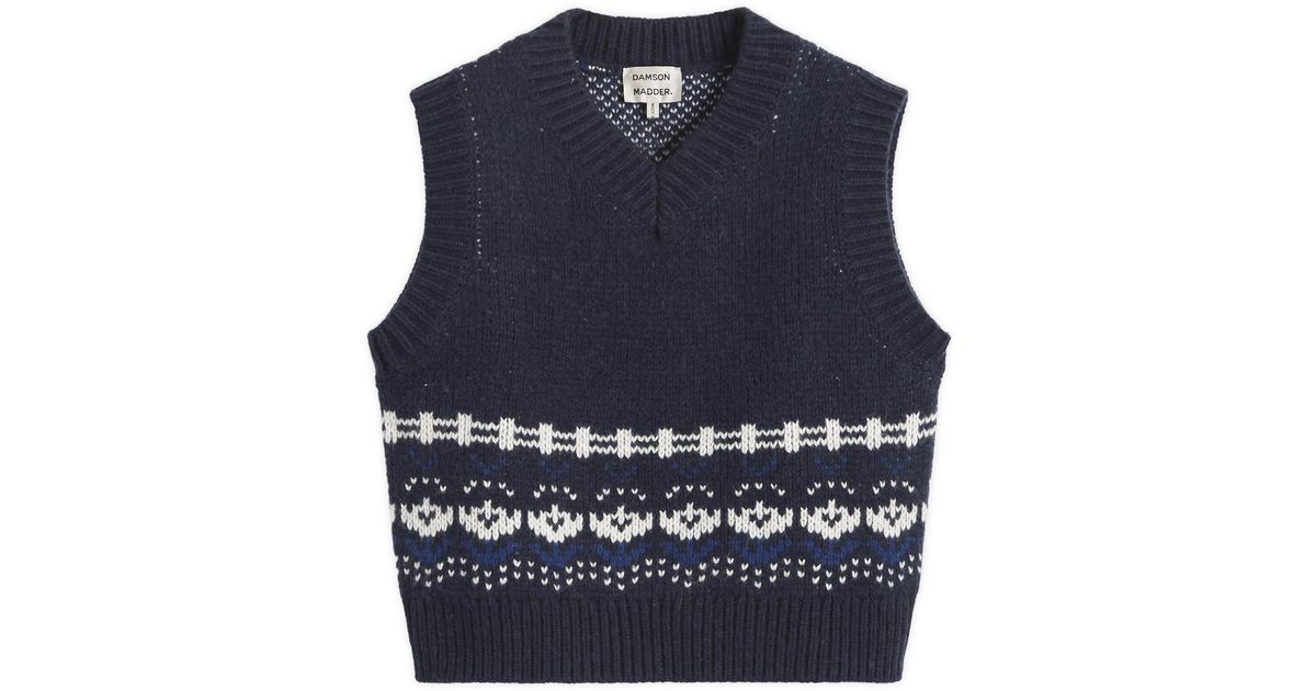 Damson Madder Rhona House Knitted Vest in Blue | Lyst