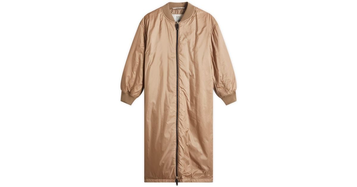 Max Mara Longline Bomber Jacket in Natural | Lyst