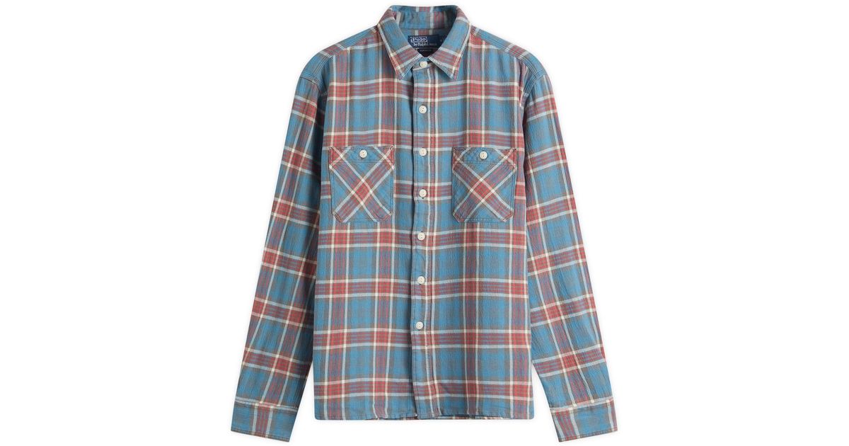 Polo Ralph Lauren Outdoor Flannel Shirt in Blue for Men | Lyst
