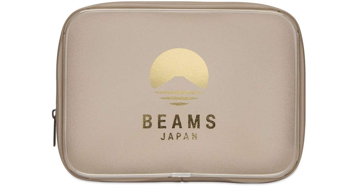 BEAMS Japan Logo Pouch in Natural | Lyst