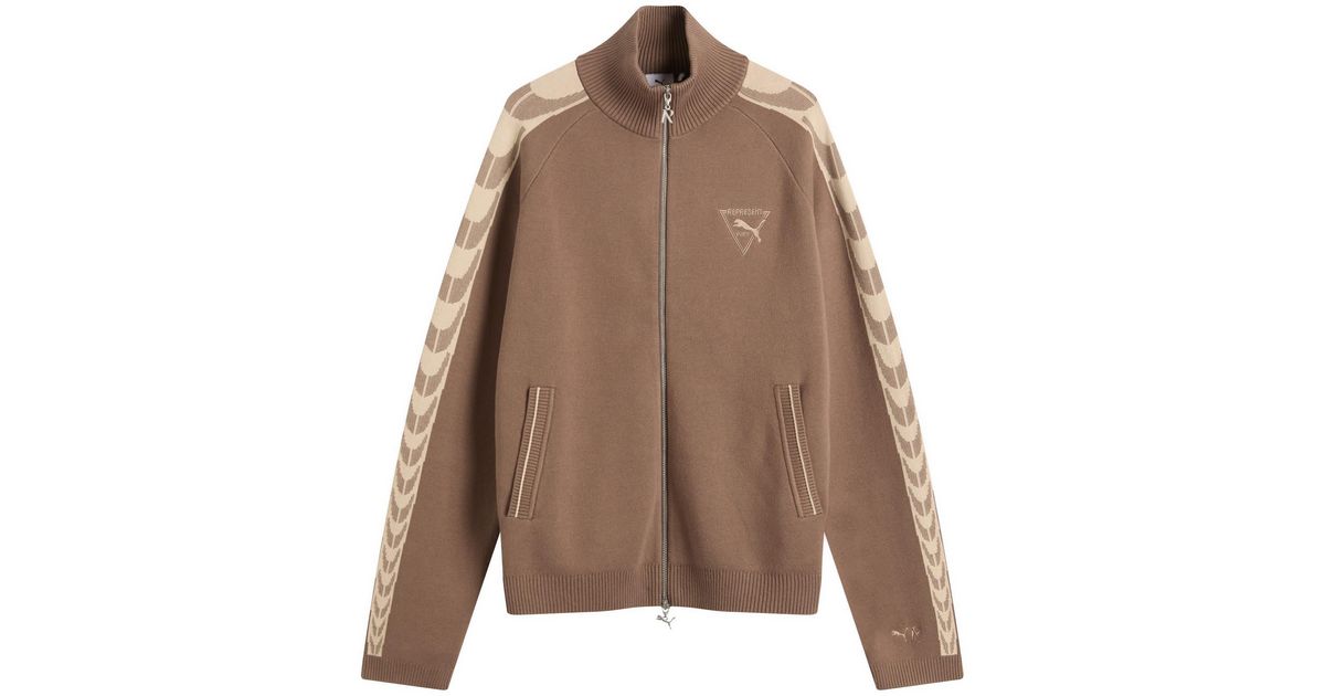 PUMA X Represent T7 Knit Jacket in Brown | Lyst