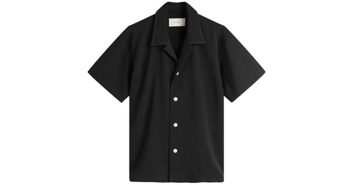Second/Layer Open Collar Shirt in Black for Men | Lyst