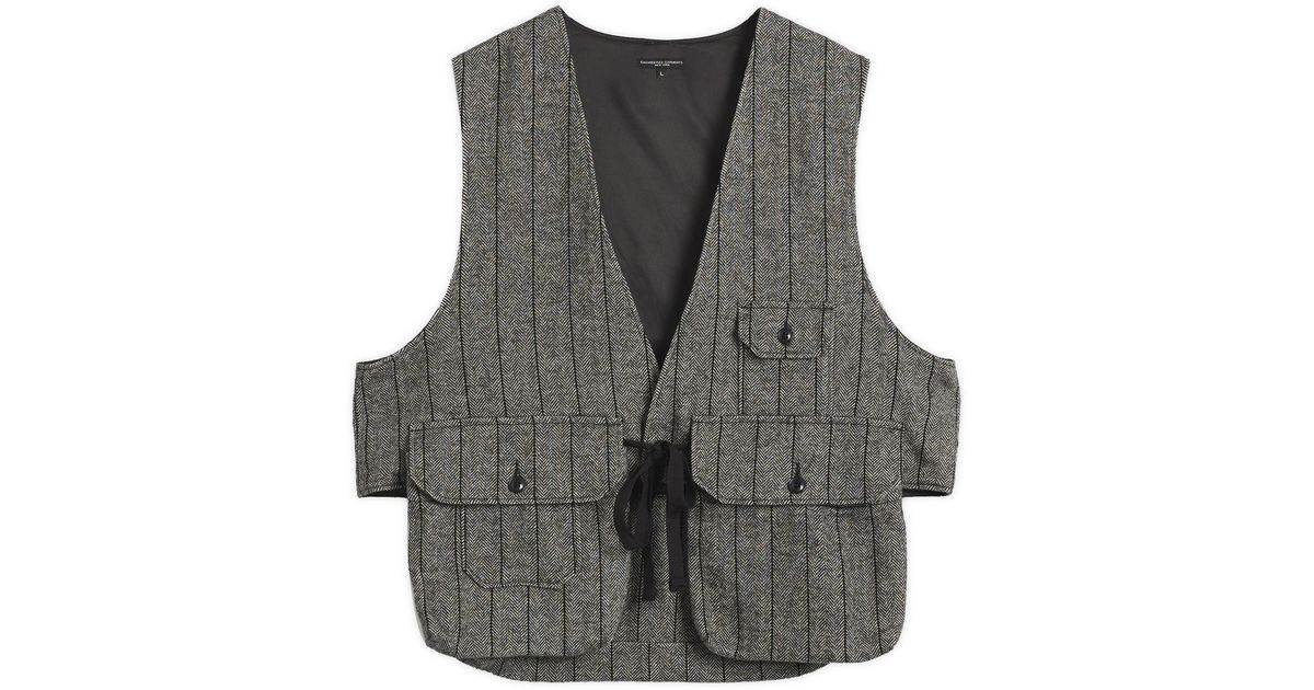 Engineered Garments Herringbone Wool Fowl Vest in Black for Men | Lyst