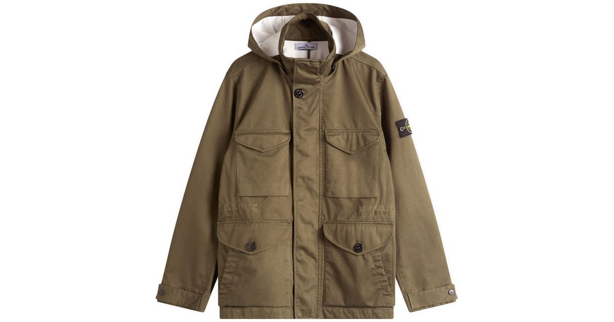 Stone Island Raso Gommato 3L Field Jacket in Green for Men | Lyst