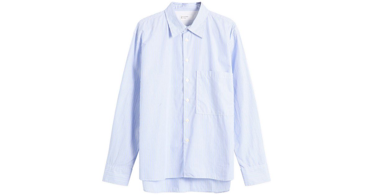 Universal Works Office Stripe Square Pocket Shirt in Blue for Men | Lyst