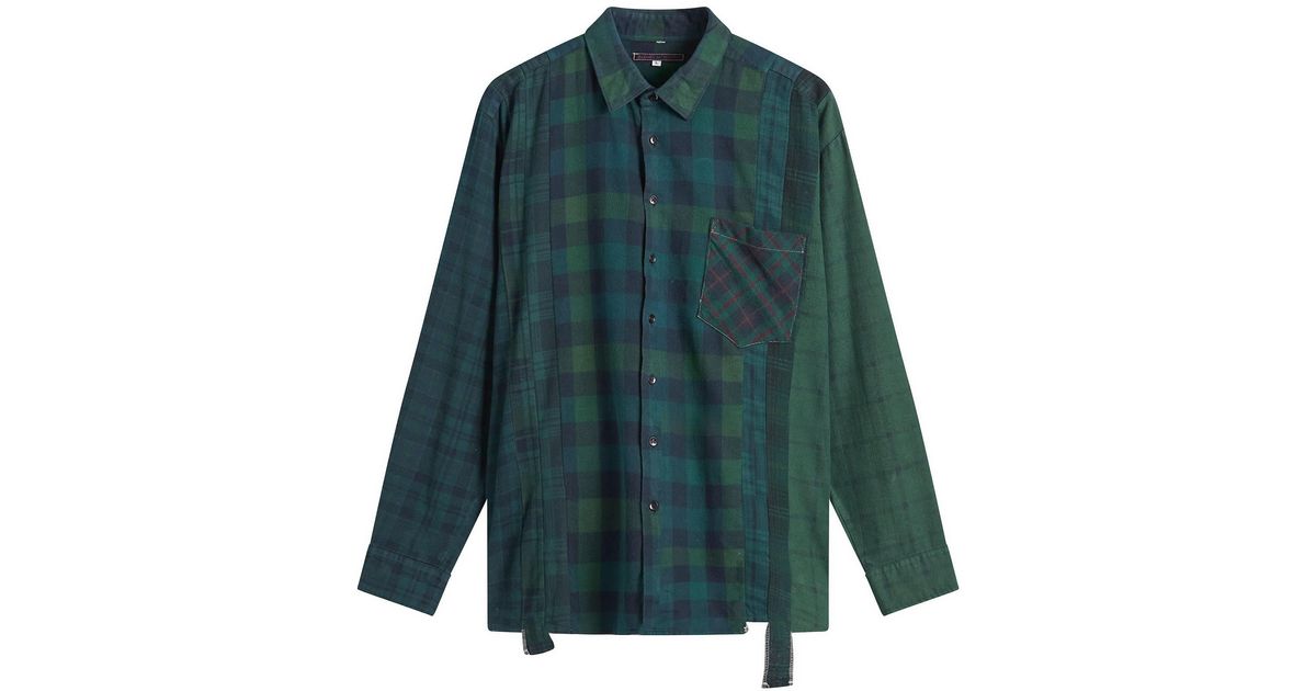 Needles 7 Cuts Over Dyed Flannel Shirt in Green for Men | Lyst UK
