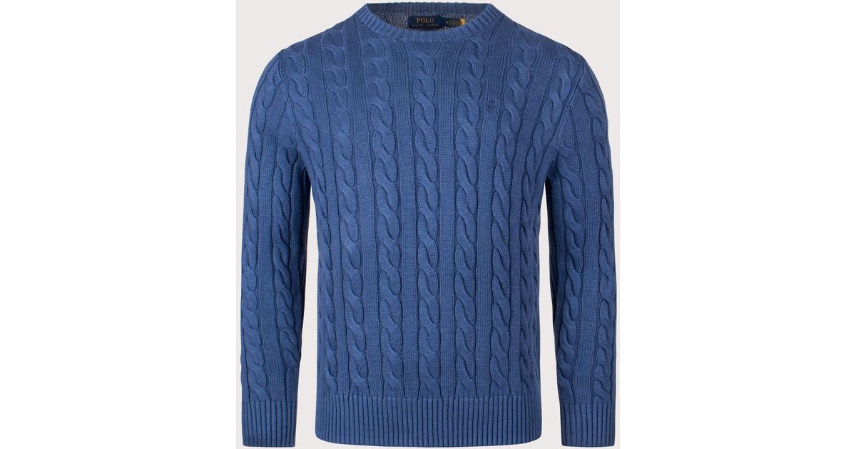 Polo Ralph Lauren Cable-Knit Garment-Dyed Cotton Jumper in Blue for Men ...
