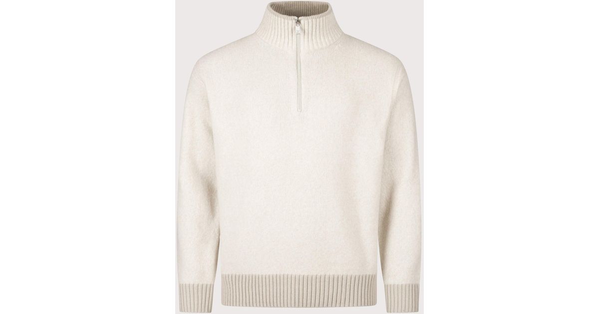 BOSS Oversized Kobear Quarter Zip Jumper in White for Men | Lyst UK