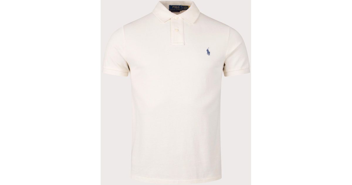 Polo Ralph Lauren Custom Slim Fit Mesh Polo Shirt in Natural for Men | Lyst UK
