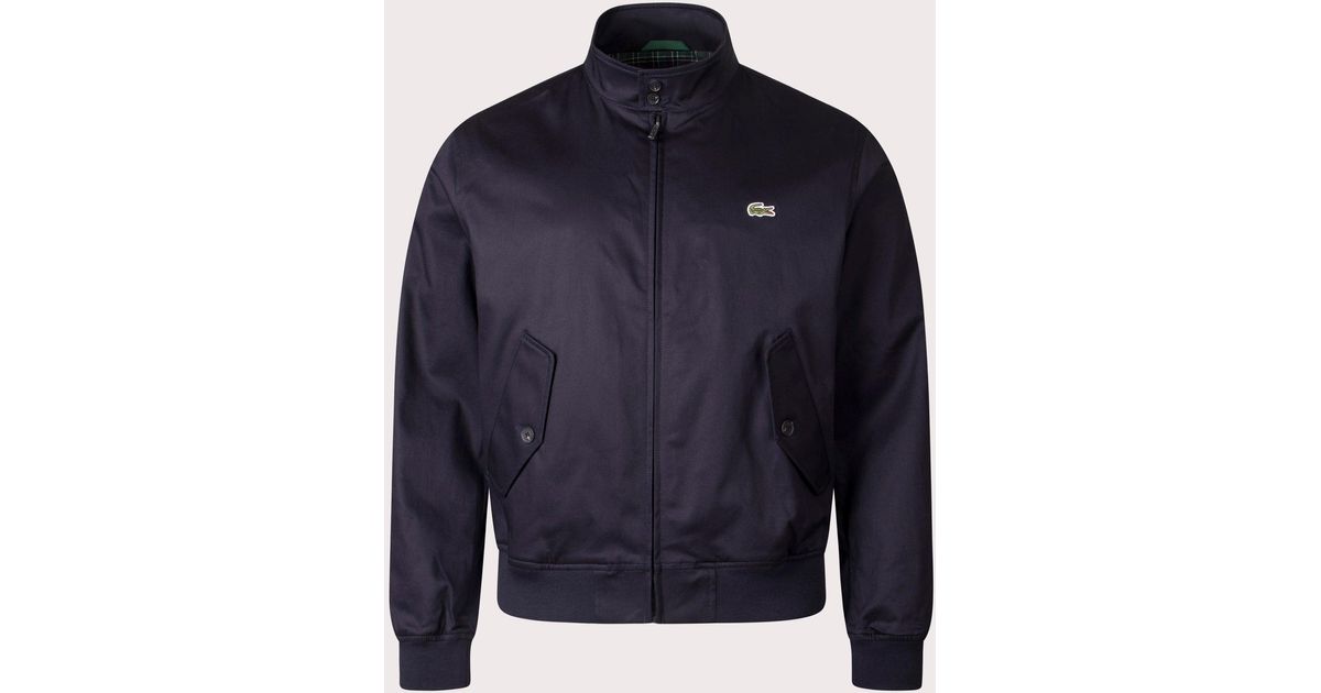 Lacoste Waterproof Twill Harrington Jacket in Blue for Men | Lyst UK