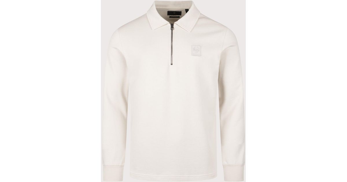 Belstaff Curator Collared Quarter Zip Sweatshirt in White for Men | Lyst UK